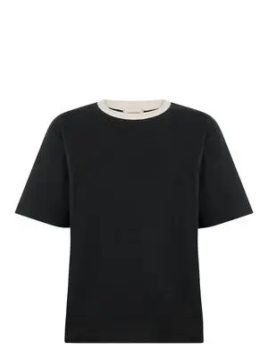Max Mara Weekend Max Mara Crewneck T-Shirt In 100% Cotton Black