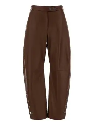 Sportmax Paneled Leather Trousers - Brown