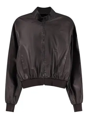 GUCCI GUCCI Soft Nappa Leather High-Collar Zip-Up Jacket