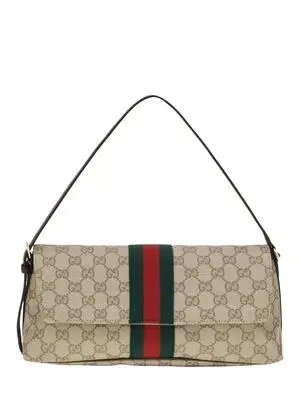 Gucci GUCCI GG Coated Canvas Shoulder Bag Beige