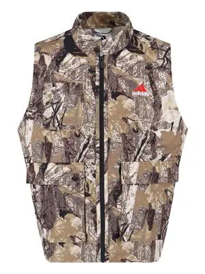 Adidas Camouflage Print Zip-up Vest With Logo Detail - Multicolour