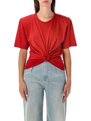 Magda Butrym Short Sleeve Knot Front T-shirt - Rosso