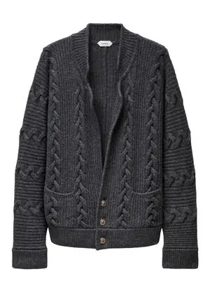 Versace Wool & Cashmere Knit Cardigan With Medusa Buttons - Gray