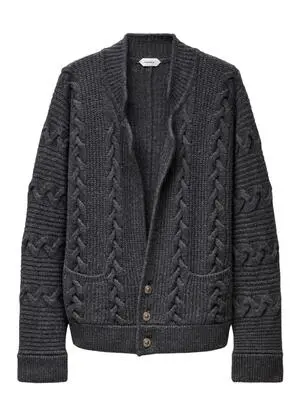 Versace Wool & Cashmere Knit Cardigan With Medusa Buttons - Gray