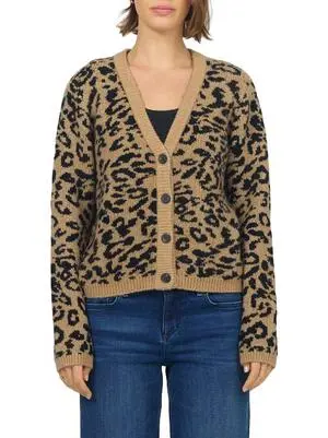 DEAR JOHN Naylani V-neck Leopard Print Cardigan
