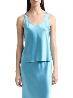 LESET Barb Satin Scoop Neck Tank - Skye