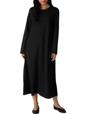 EILEEN FISHER Crewneck Long Sleeve Midi Dress
