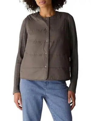 Eileen Fisher Eileen Fisher Round Neck Quilted Vest Cobblestone