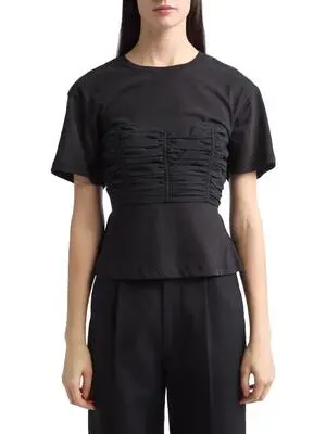 Ulla Johnson Mila Mixed Media Top - Noir