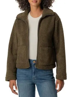 Kut From The Kloth Dena Faux Shearling Zip Jacket - Olive