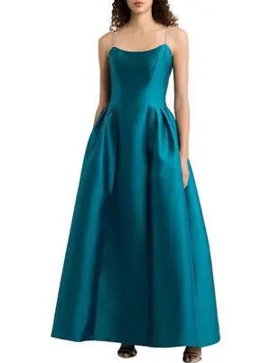 ELIZA J Embellished Strap Drop Waist Ballgown