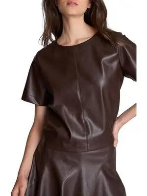 KENNETH COLE Faux Leather Crop Top - Medium Bark