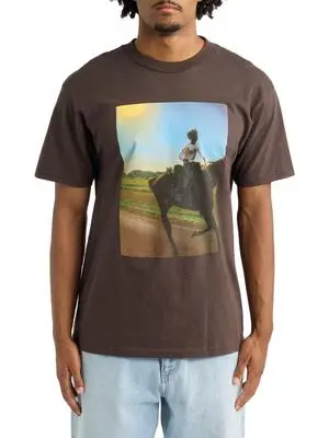 Obey Trail Ride Cotton Graphic T-shirt - Java Brown