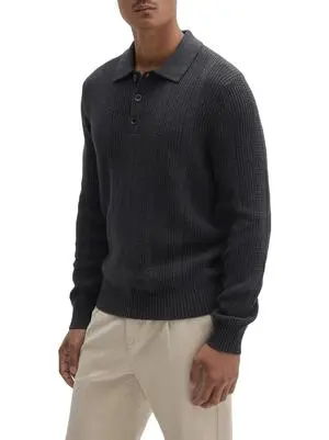 Robert Barakett Mercato Long Sleeve Polo Sweater - Graphite
