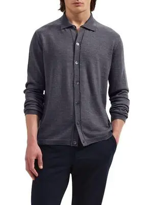 Bugatchi Alistair Merino Wool Cardigan - Anthracite