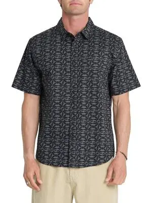 Quiksilver Natural Tile Short Sleeve Button-up Shirt - Anthracite