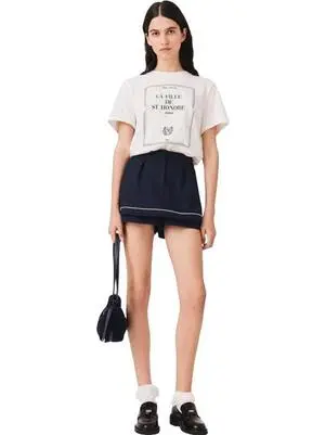 Maje Layered-effect Suit Shorts - Navy