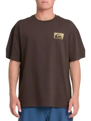 Quiksilver Yg Impaired Embroidered Cotton Graphic T-shirt Java