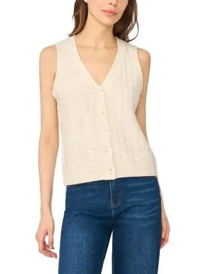 CECE DUPRAZ Cable Knit V-neck Sweater Vest - Malted
