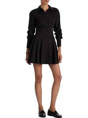 Alice + Olivia Edie Long Sleeve Corset Shirtdress - Black