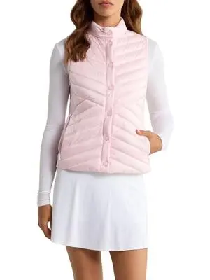 G/fore Quilted Down Stretch Vest With Stand Collar - Blush