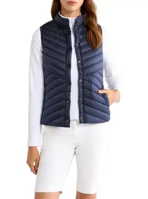 G/fore Quilted Down Stretch Vest With Stand Collar - Twilight
