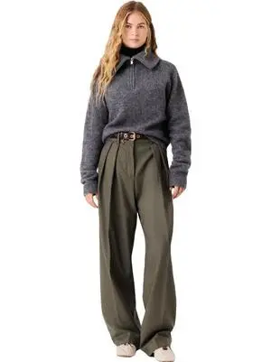 Maje Zip-neck Yak Sweater Grey