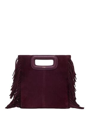 Maje Suede M Bag - Eggplant