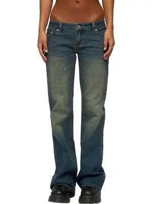 EDIKTED Edicted "moonie" Low Rise Bootcut Jeans - Blue-washed