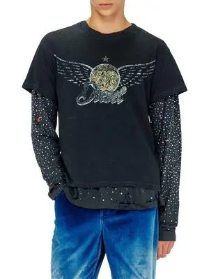 DIESEL® Cotton & Hemp Graphic T-shirt - Black