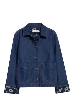 Marimekko Maridenim Käänteet Mini Unikko Lining Denim Jacket - Dark Indigo