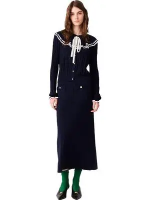 Maje Layered Cape Cardigan - Navy