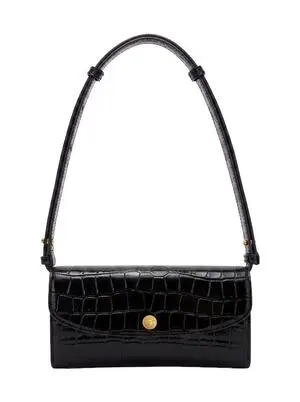 Veronica Beard Croc Embossed Leather Wallet - Black