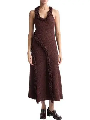 Proenza Schouler Nilo Fringe Jacquard Sweater Dress - Black/copper