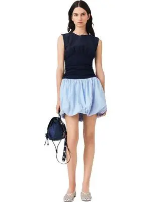 Maje Jersey And Cotton Mix Dress - Blue