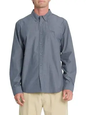Quiksilver Shore Break Classic Long Sleeve Cotton Button-down Shirt Dark Denim