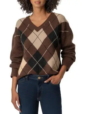 KUT FROM THE KLOTH KUT From The Kloth Kimberly Argyle V-Neck Sweater