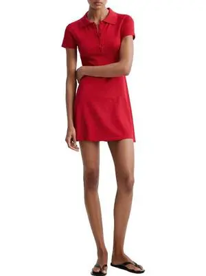 Mango Knit Polo Dress - Red