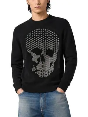 Philipp Plein Cashmere Roundneck Pullover With Skull Embellishment - Black
