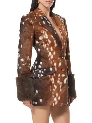 AFRM Faux Fur Cuff Pinched Waist Blazer