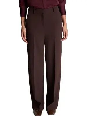 KENNETH COLE High Waist Wide Leg Slash Pocket Pants - Medium Bark