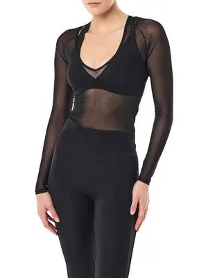 P.E Nation All Out Mesh Long Sleeve Top - Black