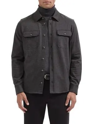 Bugatchi Long Sleeve Cotton Jacquard Button Down Knit Shirt - Black