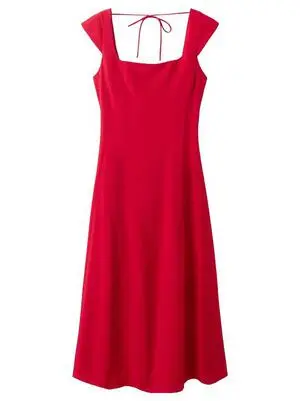 Mango Bow Back A-line Dress - Red