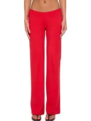 EDIKTED Anika Scooped Straight Leg Pants - Red