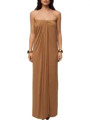 JLUXLABEL Heatwave Strapless Maxi Dress - Tan