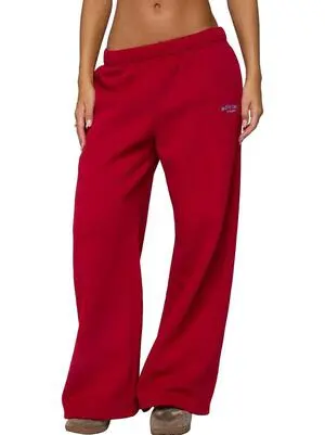 EDIKTED Los Angeles Wide Leg Sweatpants - Red