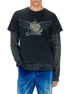 DIESEL® Cotton & Hemp Graphic T-shirt - Black