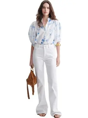 Vanessa Bruno Felicie Puff Sleeve Floral Blouse - Ecru