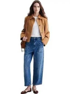 Vanessa Bruno Cropped Leather Jacket - Camel
